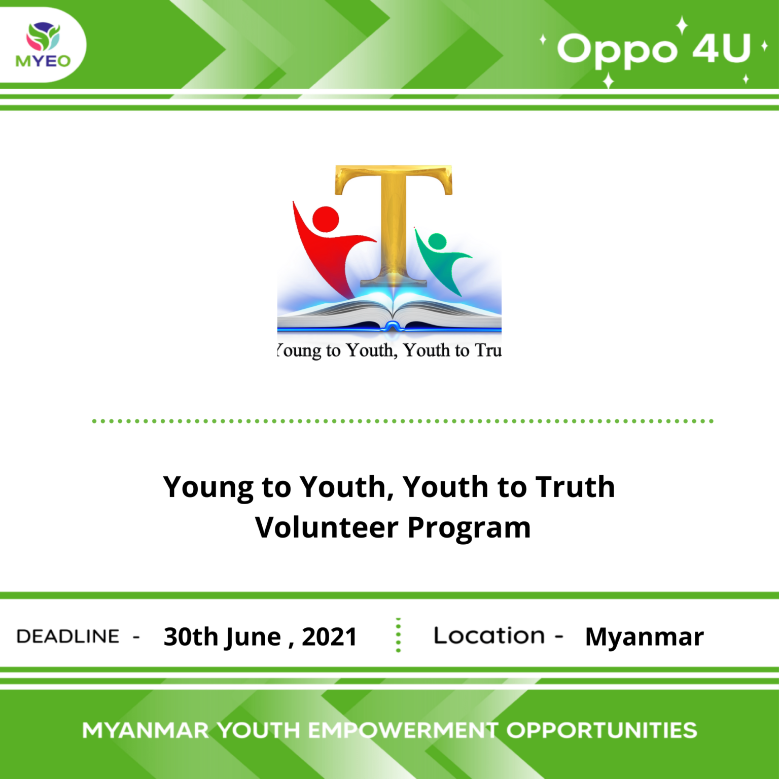 Young to Youth, Youth to Truth Volunteer Program - MYEO, Myanmar Youth Empowerment Opportunities