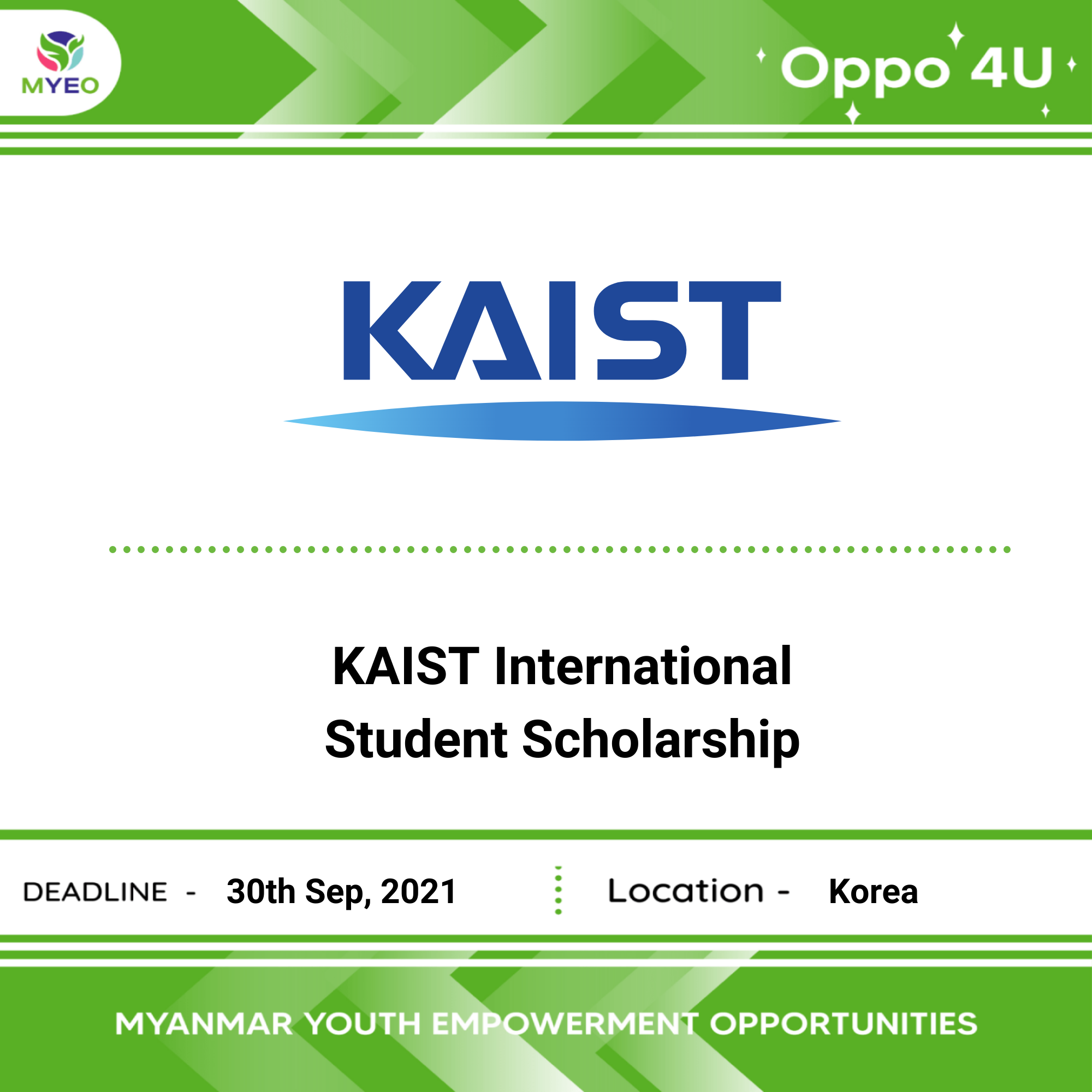KAIST International Student Scholarship - MYEO, Myanmar Youth ...