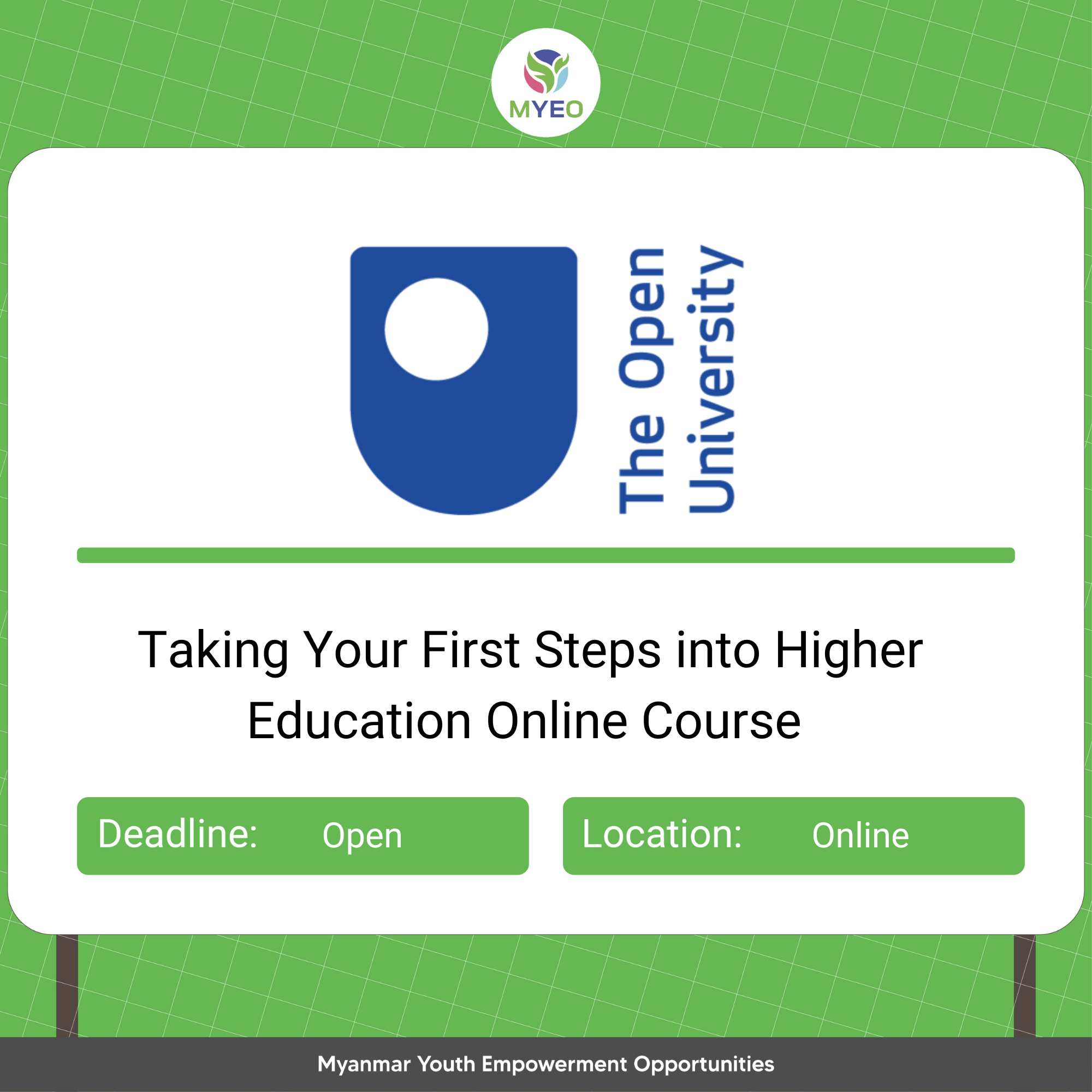 "Taking Your First Steps into Higher Education Online Course’’ offered ...