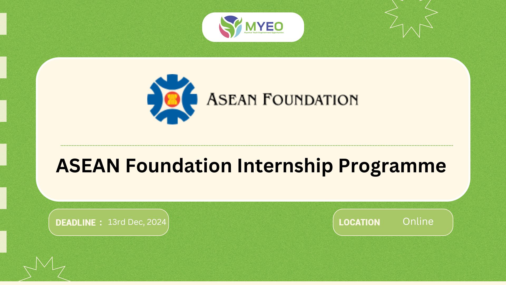 ASEAN Foundation Internship Programme - MYEO, Myanmar Youth Empowerment ...