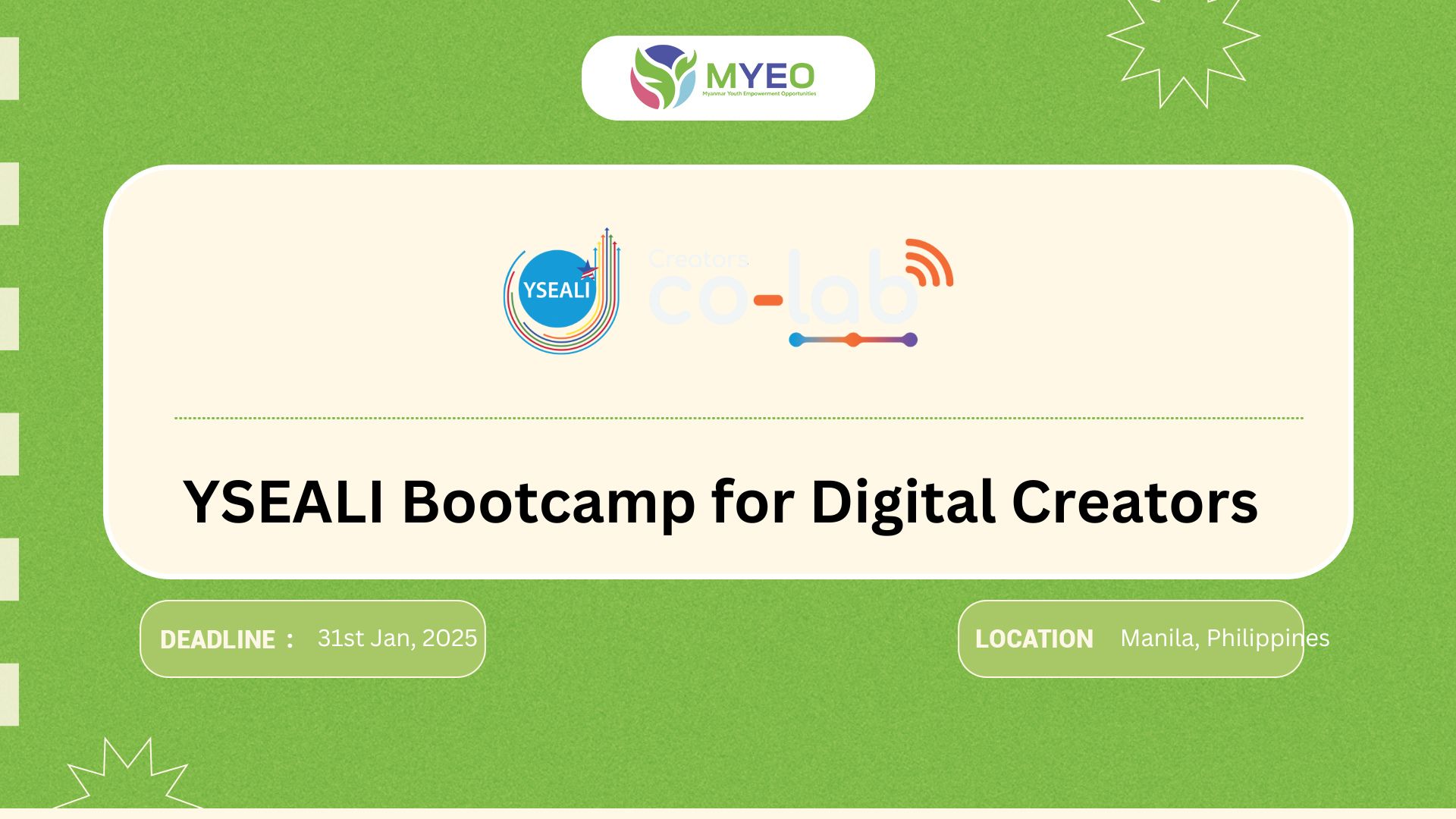 YSEALI Bootcamp for Digital Creators (Fully funded) - MYEO, Myanmar ...