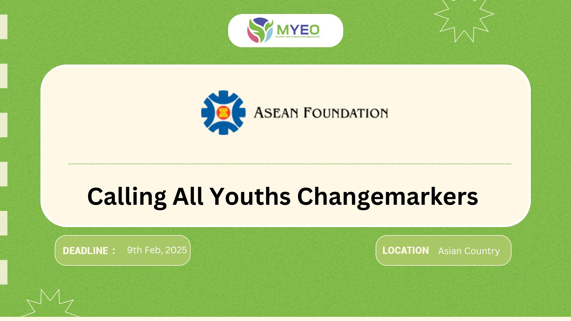 Calling All Youths Changemarkers - MYEO, Myanmar Youth Empowerment ...