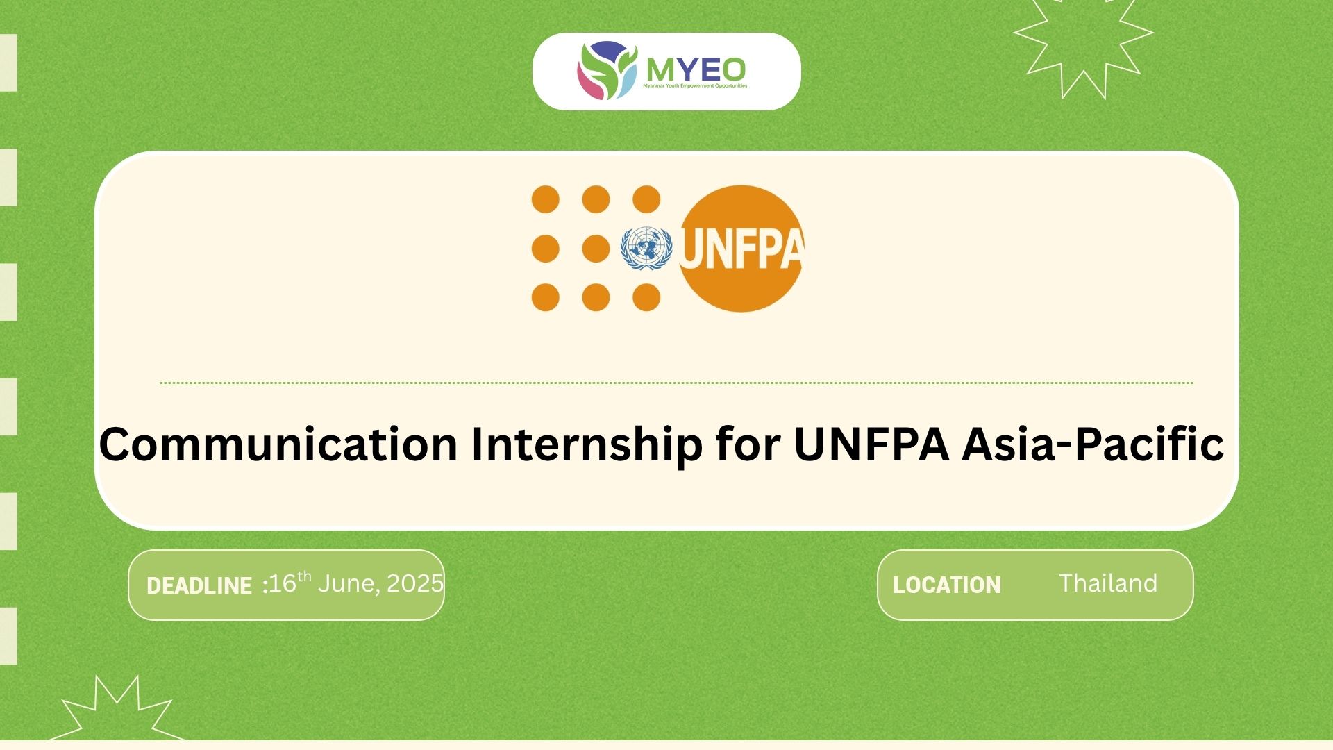 Communication Internship for UNFPA Asia-Pacific - MYEO, Myanmar Youth ...
