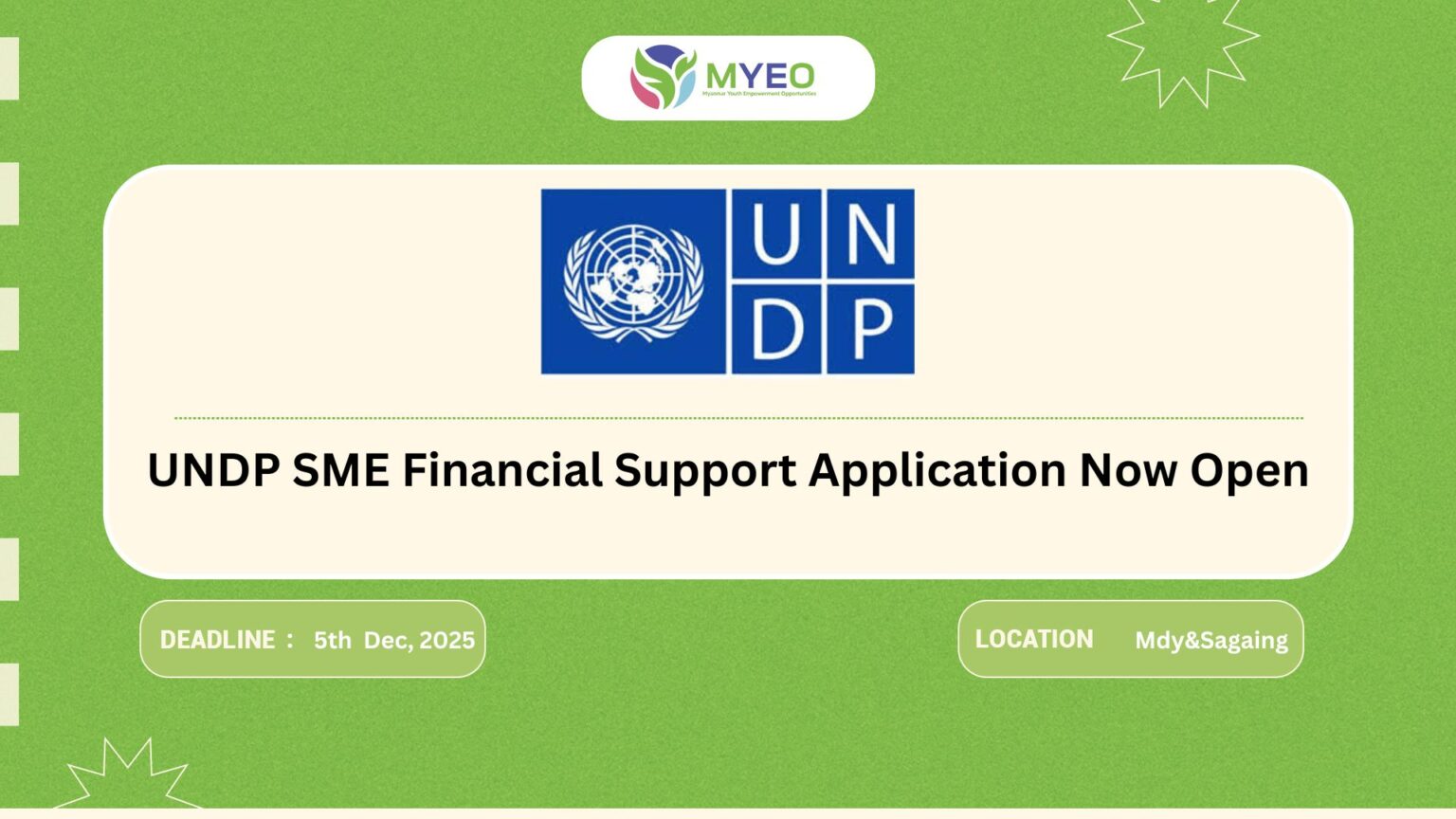 UNDP SME Financial Support Application Now Open - MYEO, Myanmar Youth ...