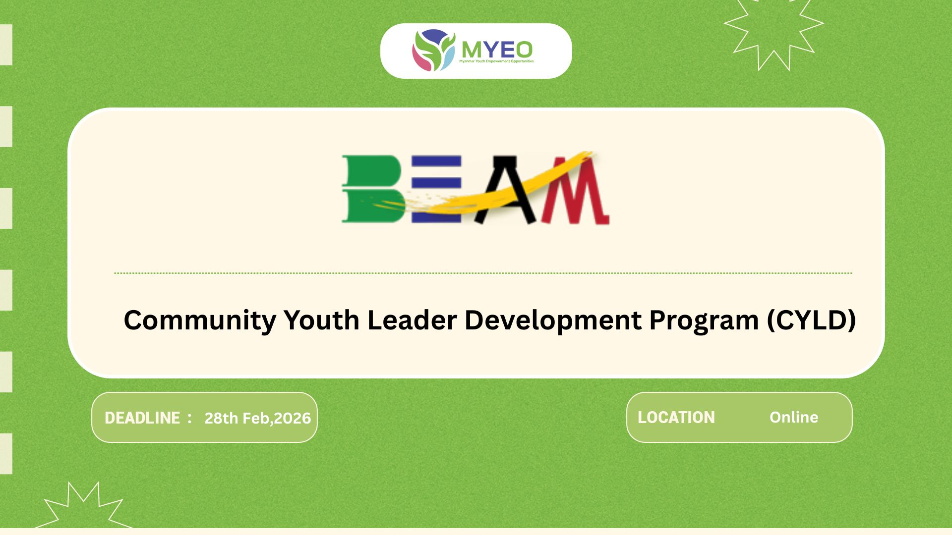 Community Youth Leader Development Program (CYLD) - MYEO, Myanmar Youth ...